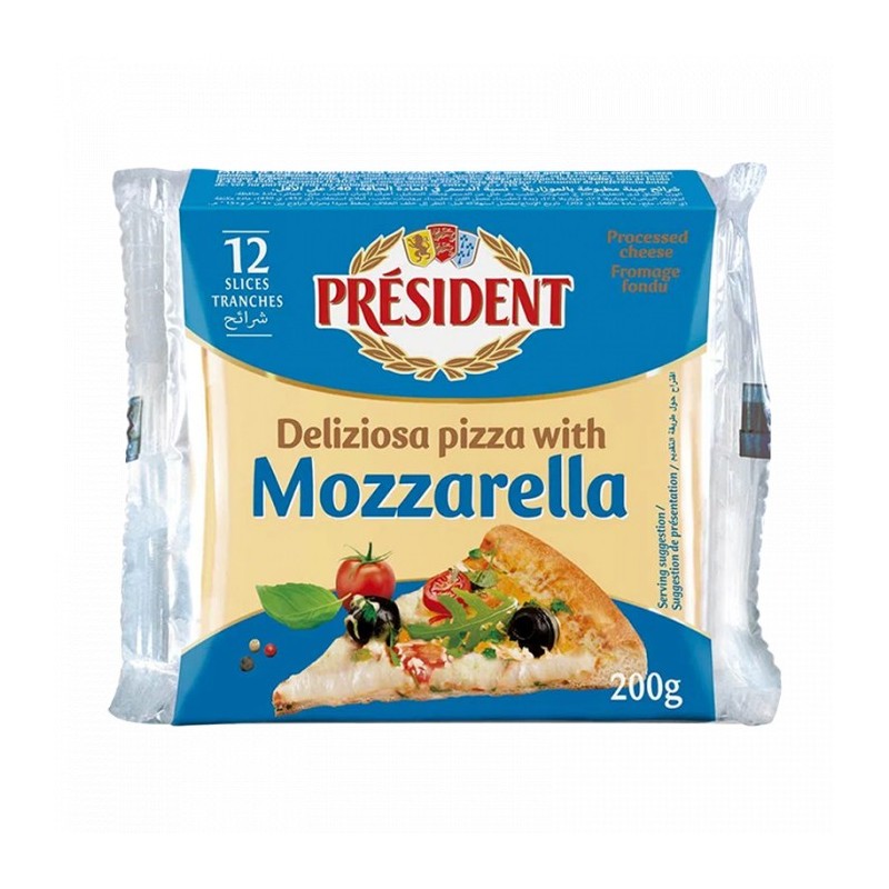 QUESO PRESIDENT MOZZARELLA TAJADO 200GR